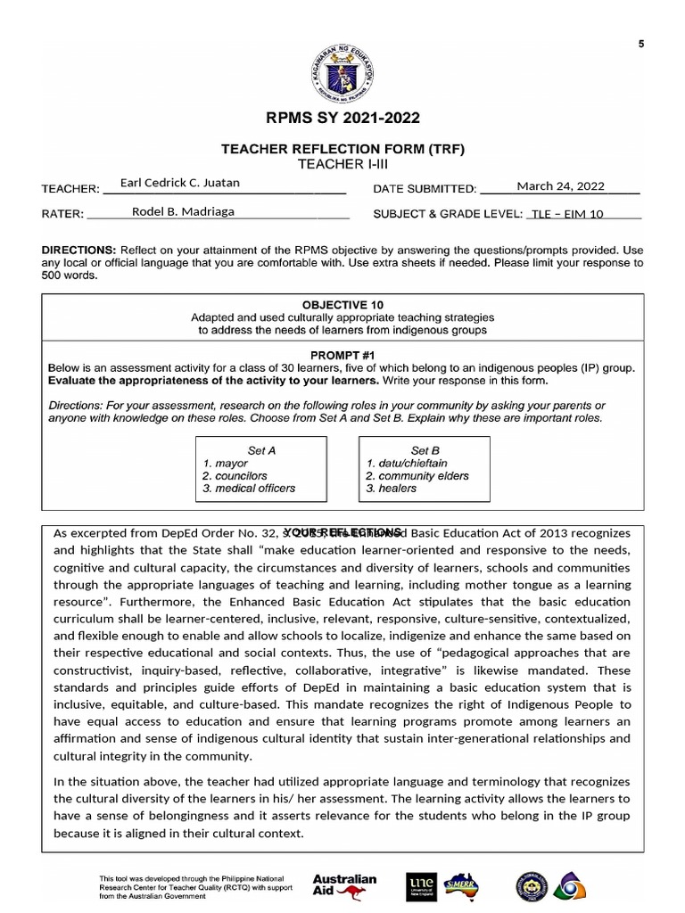 TRF Objective 10 Eim | PDF | Learning | Constructivism (Philosophy Of Education)