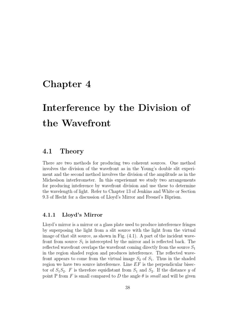 Determination of the Wavelengths of Light Using Lloyd's Mirror and ...