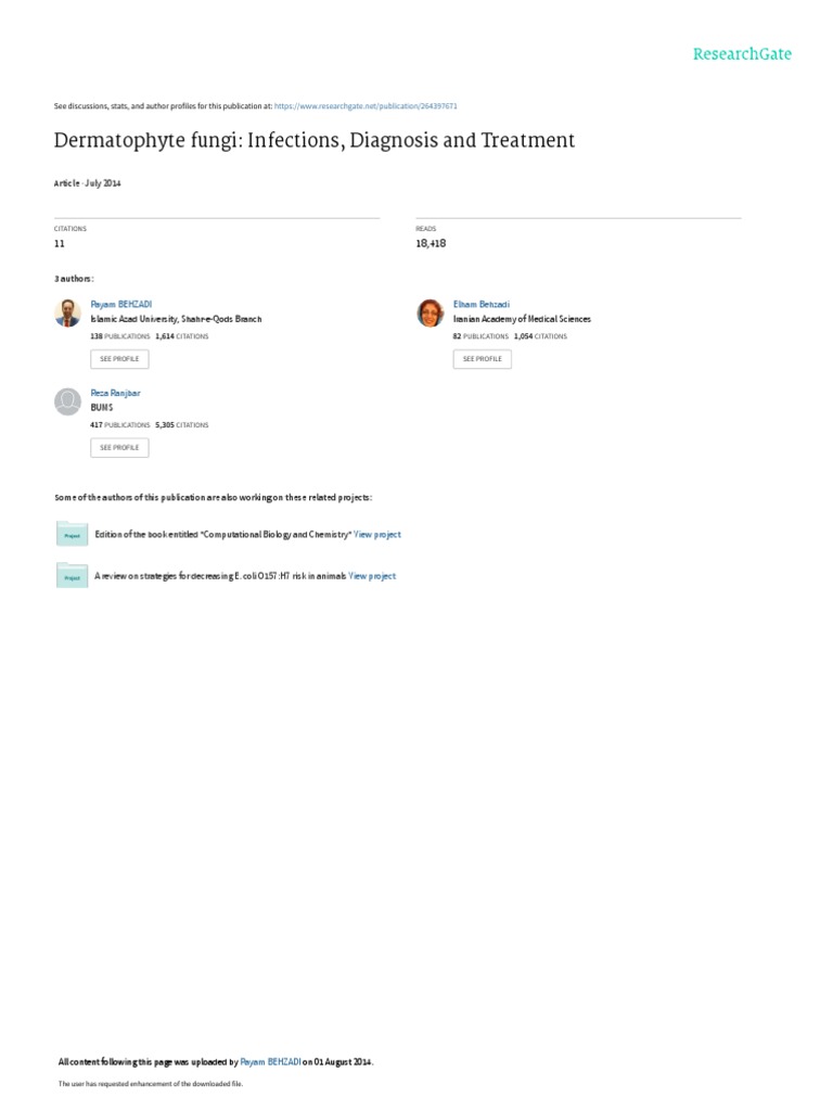 Dermatophyte Fungi: Infections, Diagnosis and Treatment: July 2014 ...