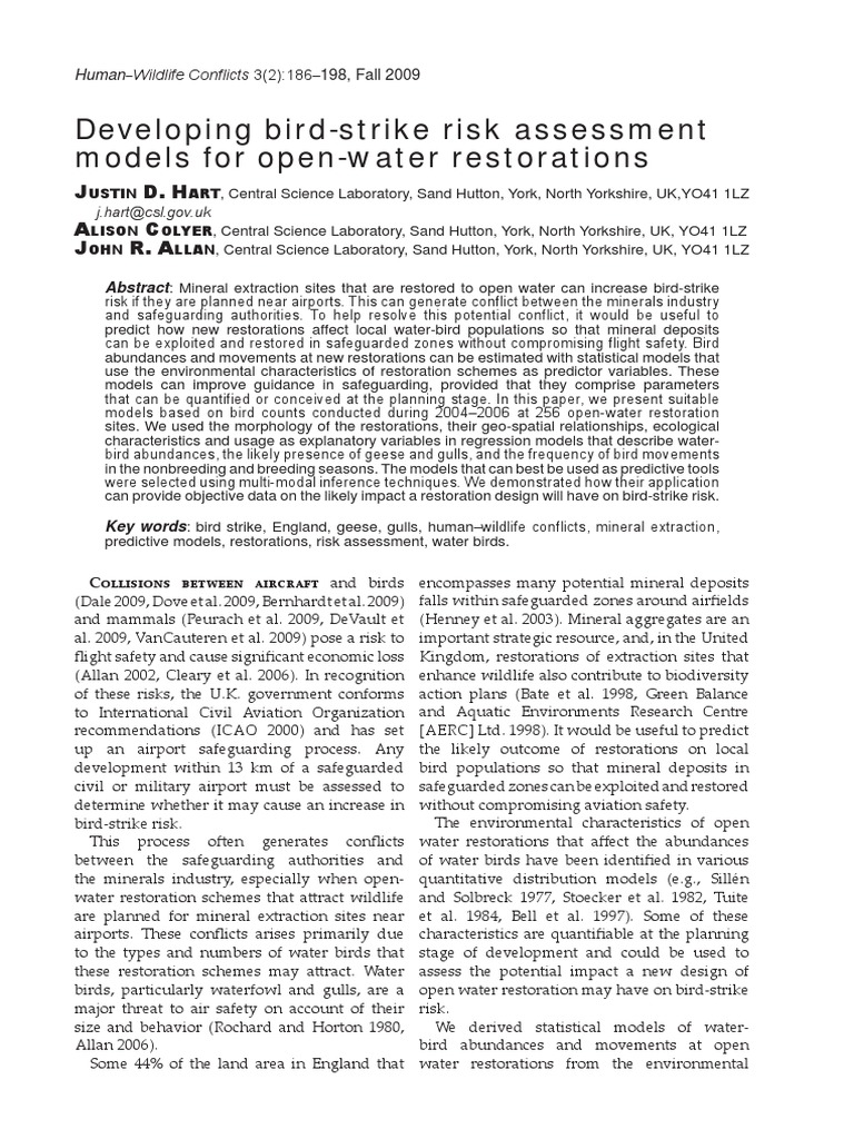 Developing Bird-Strike Risk Assessment Models For Open-Water Rest | PDF ...