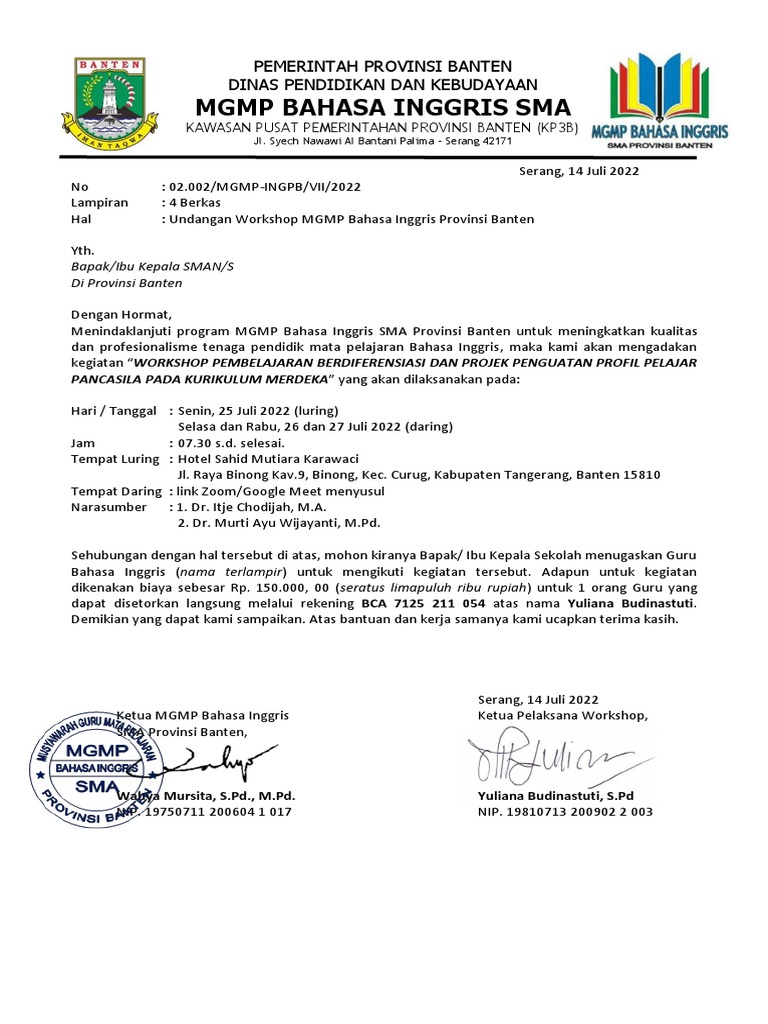 UNDANGAN Workshop Provinsi - Tanpa TTD Pak Kadis | PDF