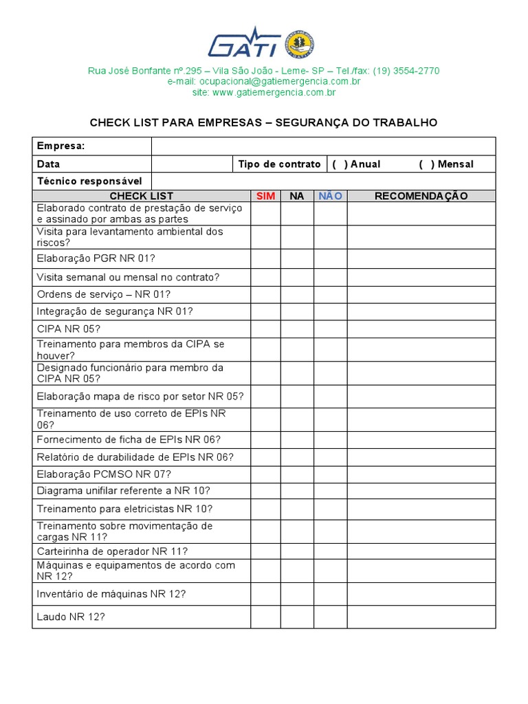 Check List para Empresas | PDF