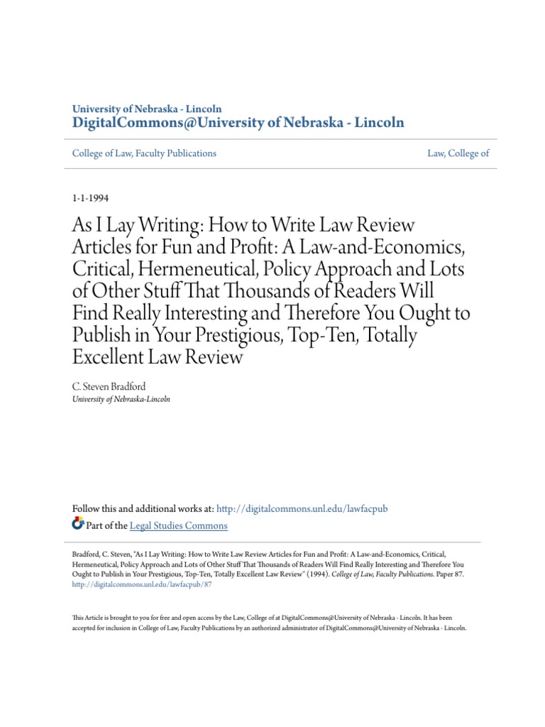 As I Lay Writing How To Write Law Review Article | PDF | Characters In ...