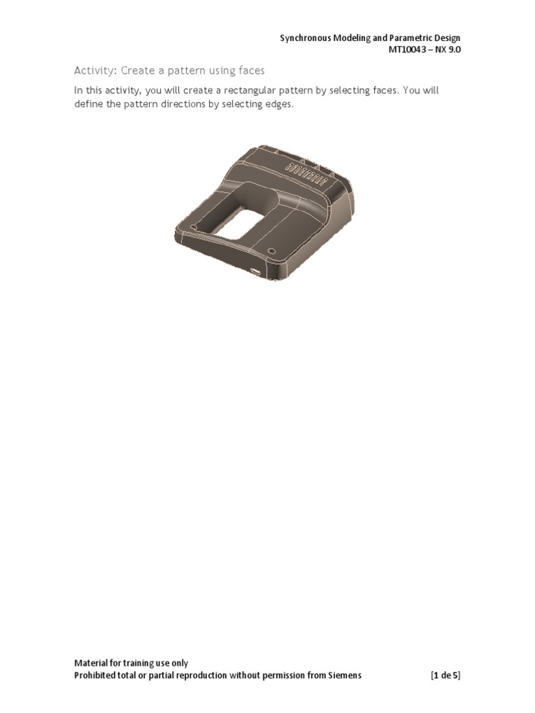 Creating a Rectangular Face Pattern in NX Using Count, Pitch, and ...