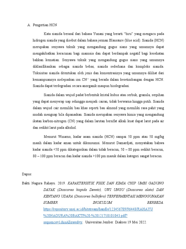 Pengertian HCN | PDF | Pengembangan Diri | Sains & Matematika