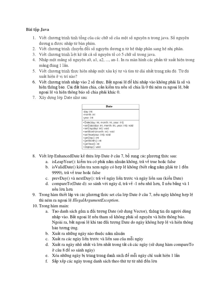 bài tập java cơ bản | PDF