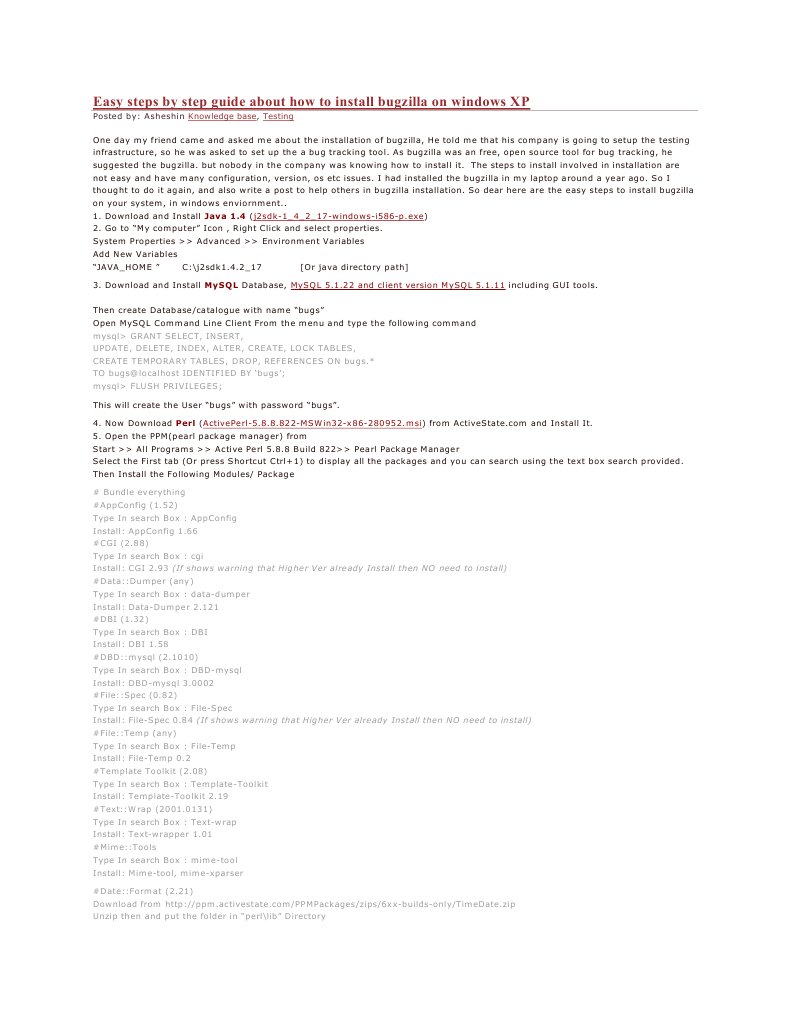Bugzilla Installation Steps | PDF | My Sql | Command Line Interface