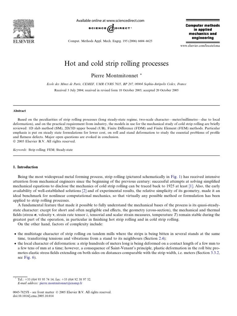 Strip Rolling Process Analysis Methods | PDF | Stress (Mechanics ...