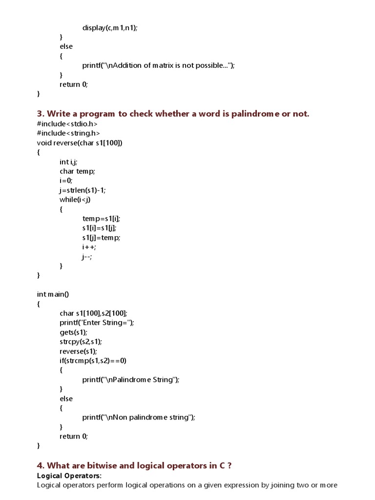 Write A Program To Check Whether A Word Is Palindrome or Not | PDF | Parameter (Computer ...