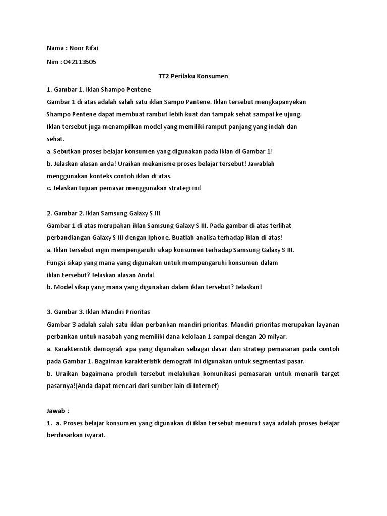 TT2 Perilaku Konsumen Noor Rifai | PDF