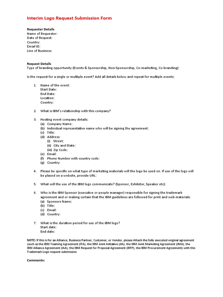 Interim Logo Request Submission Form: Requester Details | PDF | Business