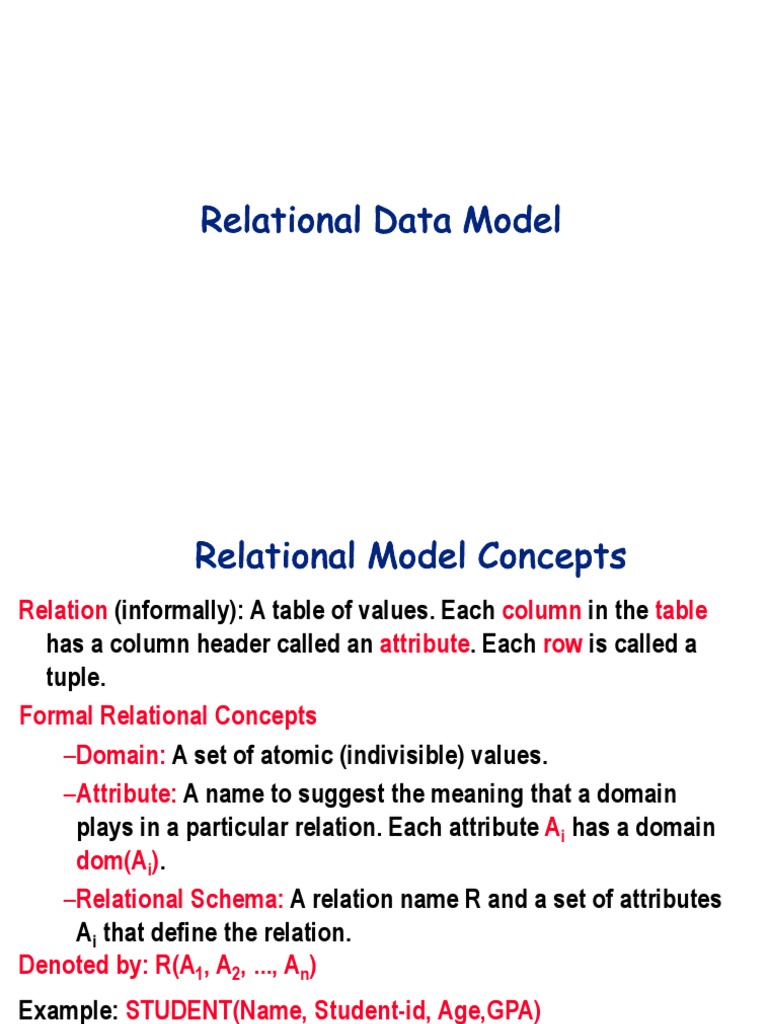 Relational Data Model Pdf Relational Model Relational Database