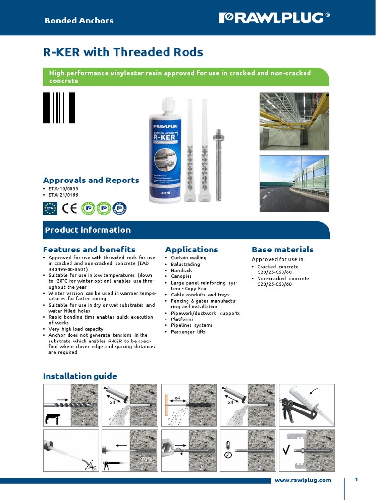 R-KER With Threaded Rods: Bonded Anchors | PDF | Bending | Strength Of ...