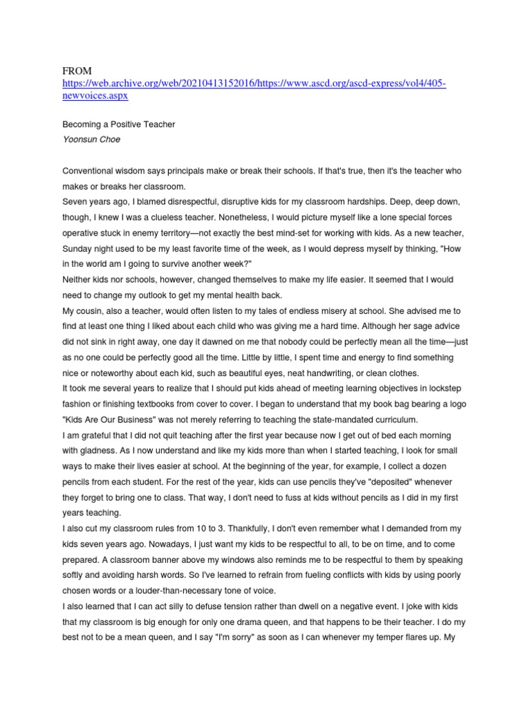 Becoming A Teacher | PDF | Teachers | Classroom