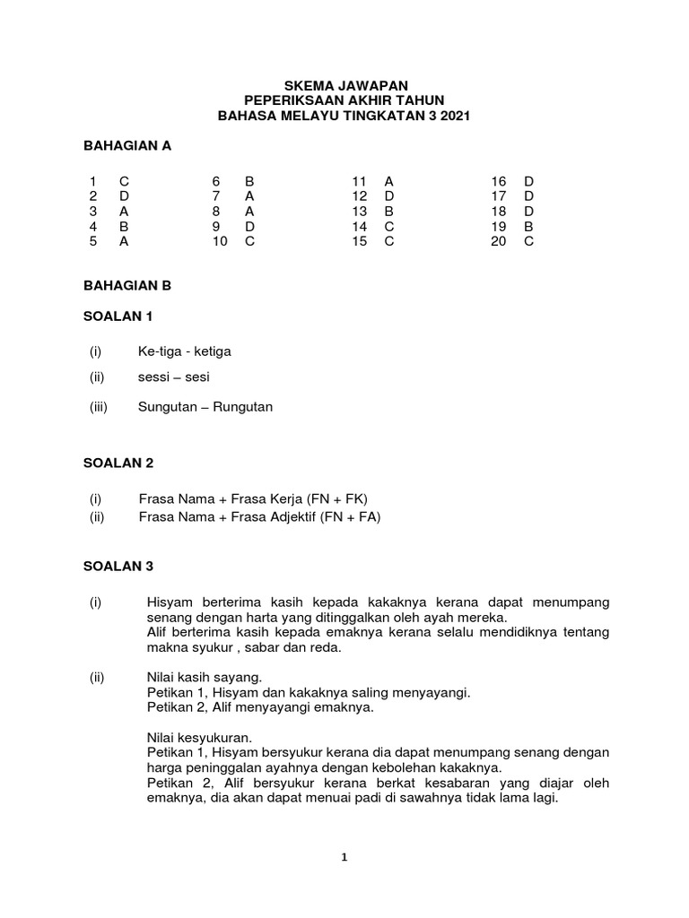 Skema BM F3 K1 | PDF