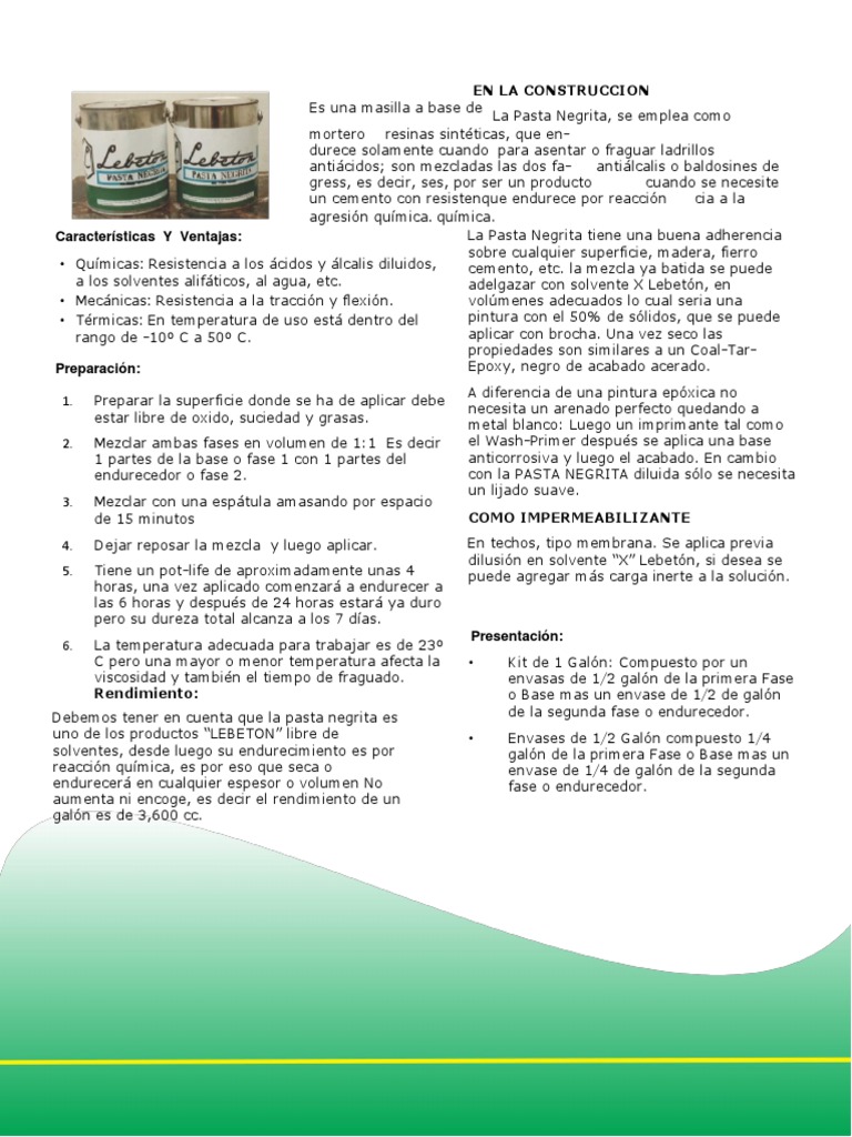 Pasta Negrita.. | PDF | Cemento | Epoxy