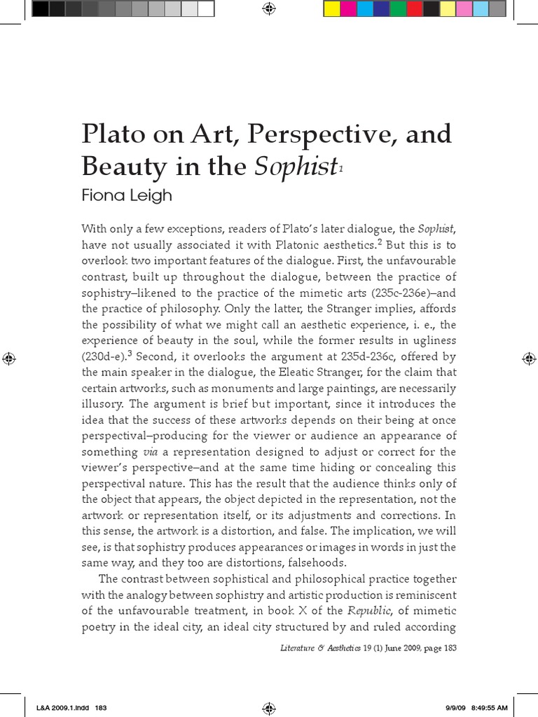 Plato On Art Perspective and Beauty in T | PDF | Symposium (Plato) | Plato