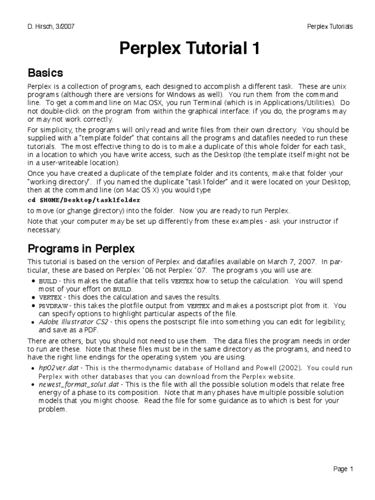 Perplex Tutorial 1: Basics | PDF | Directory (Computing) | Command Line Interface