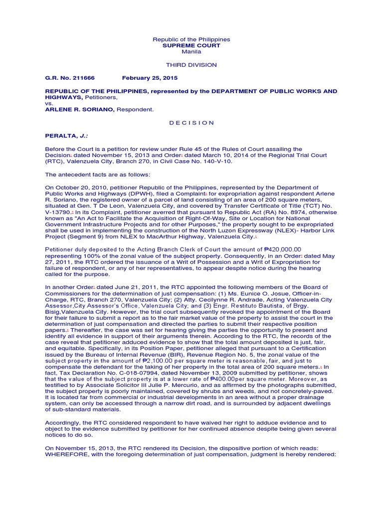 REPUBLIC OF THE PHILIPPINES, Represented by The DEPARTMENT OF PUBLIC ...