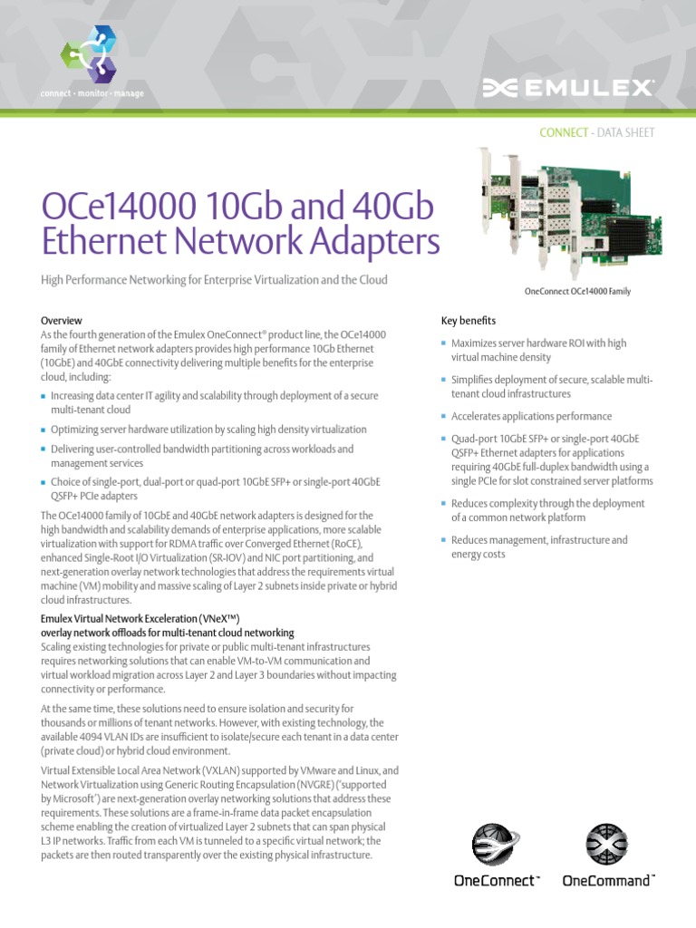Oce14000 10Gb and 40Gb Ethernet Network Adapters: High Performance ...