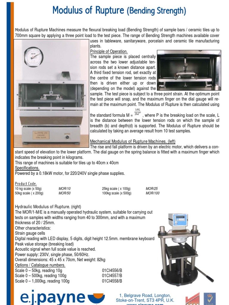 Modulus of Rupture Bending Strength | Download Free PDF | Strength Of ...