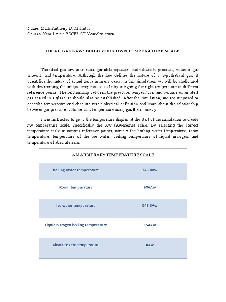 Ideal Gas Law: Build Your Own Temperature Scale: Boiling Water ...