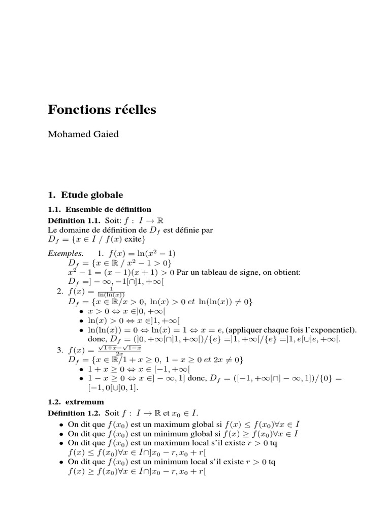 Cours Fonctions Réelles (1 Et 2) | PDF | Fonction monotone | Extremum