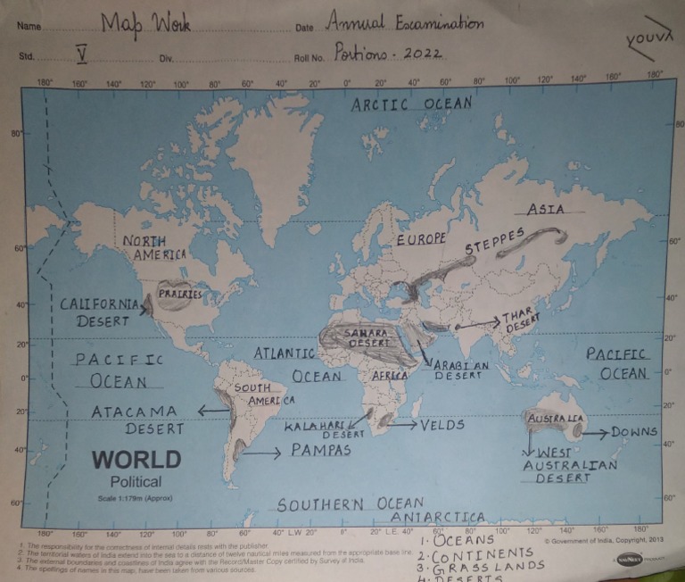 Class 5 Social Studies Annual Examination Map Work | PDF