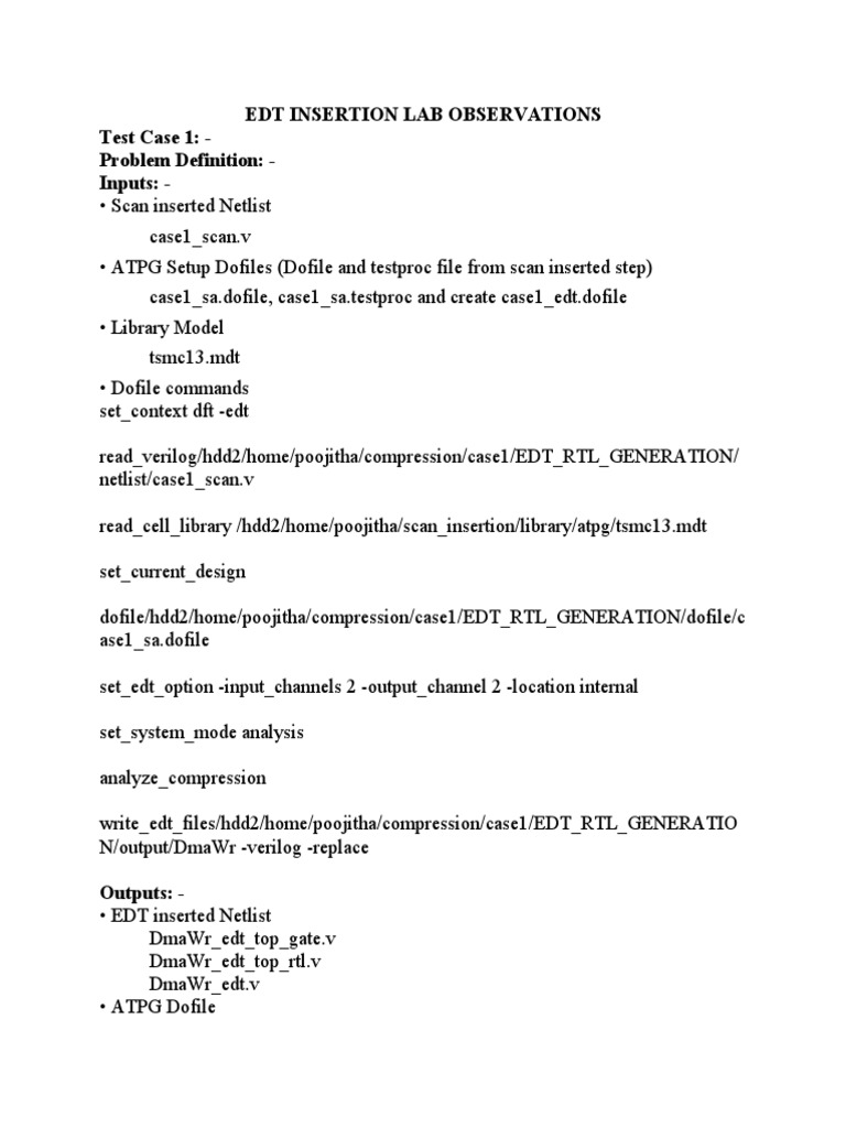 EDT Insertion Lab Observations Summary | PDF | Digital Electronics | Electronic Design
