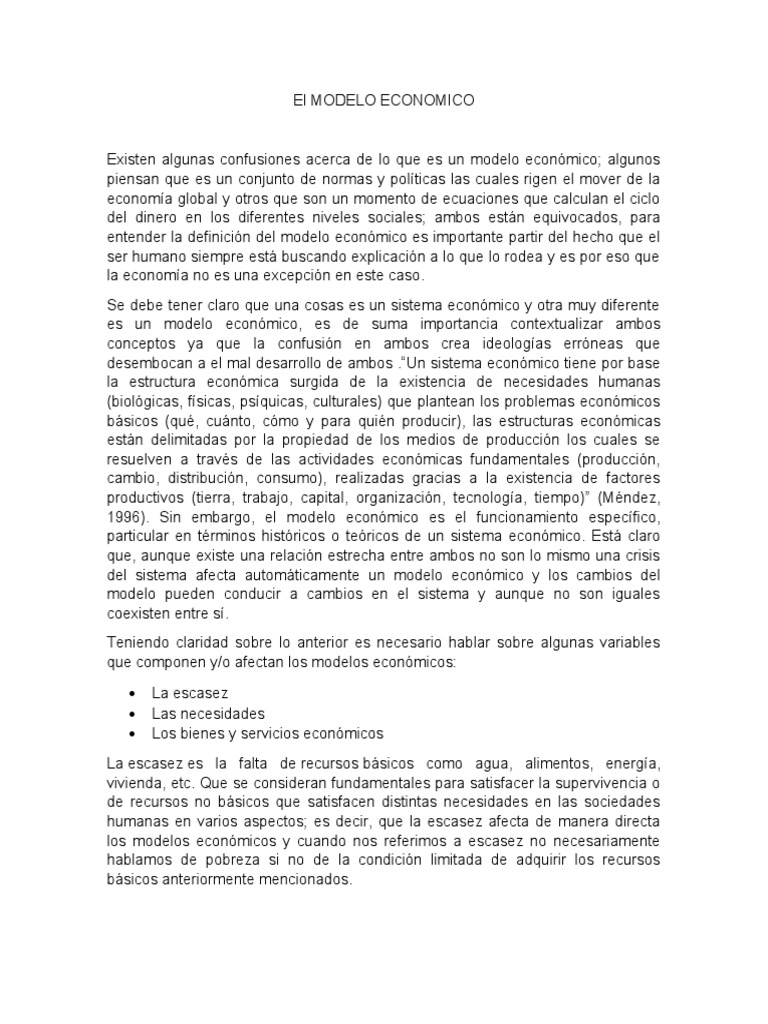 El Modelo Economico | PDF | Sistema económico | Bienes