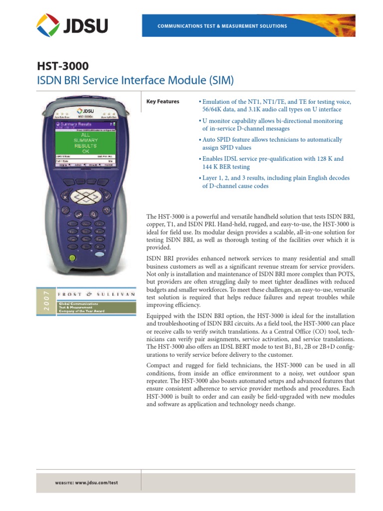 ISDN BRI Service Interface Module (SIM) : Key Features | PDF | Usb ...