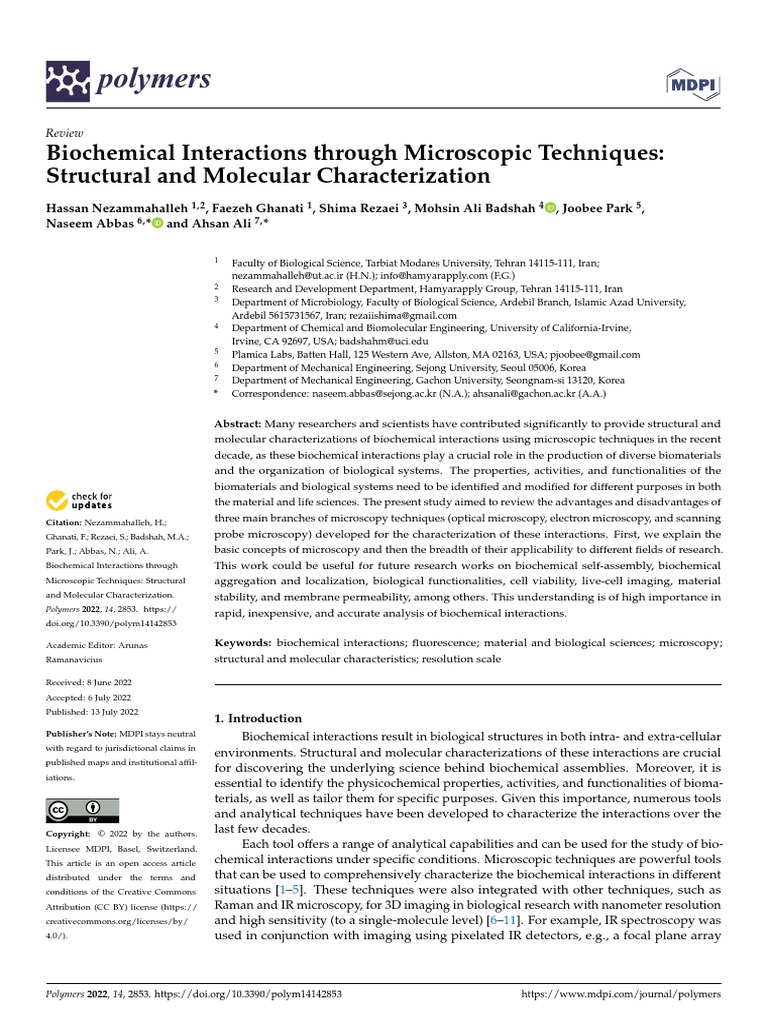 Biochemical Interactions Through Microscopic Techn | PDF | Microscopy ...