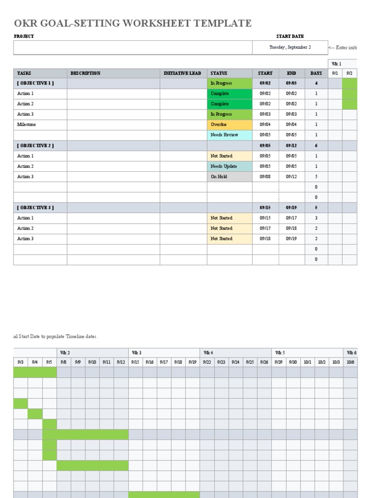 OKR Goal-Setting Worksheet Template | PDF | Action (Philosophy) | Goal