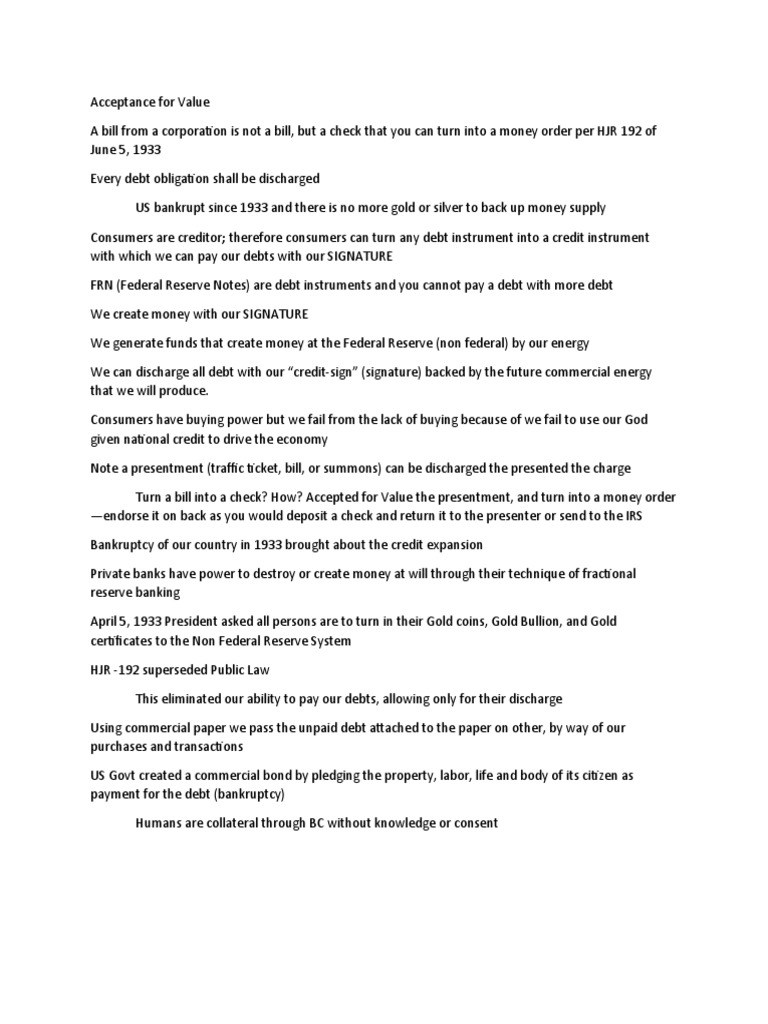 Acceptance For Value | PDF