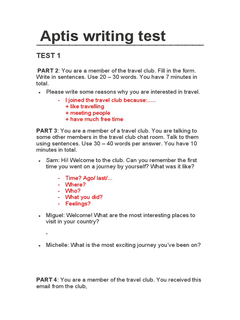 Aptis Writing Test Sample Exercises | PDF | Home & Garden