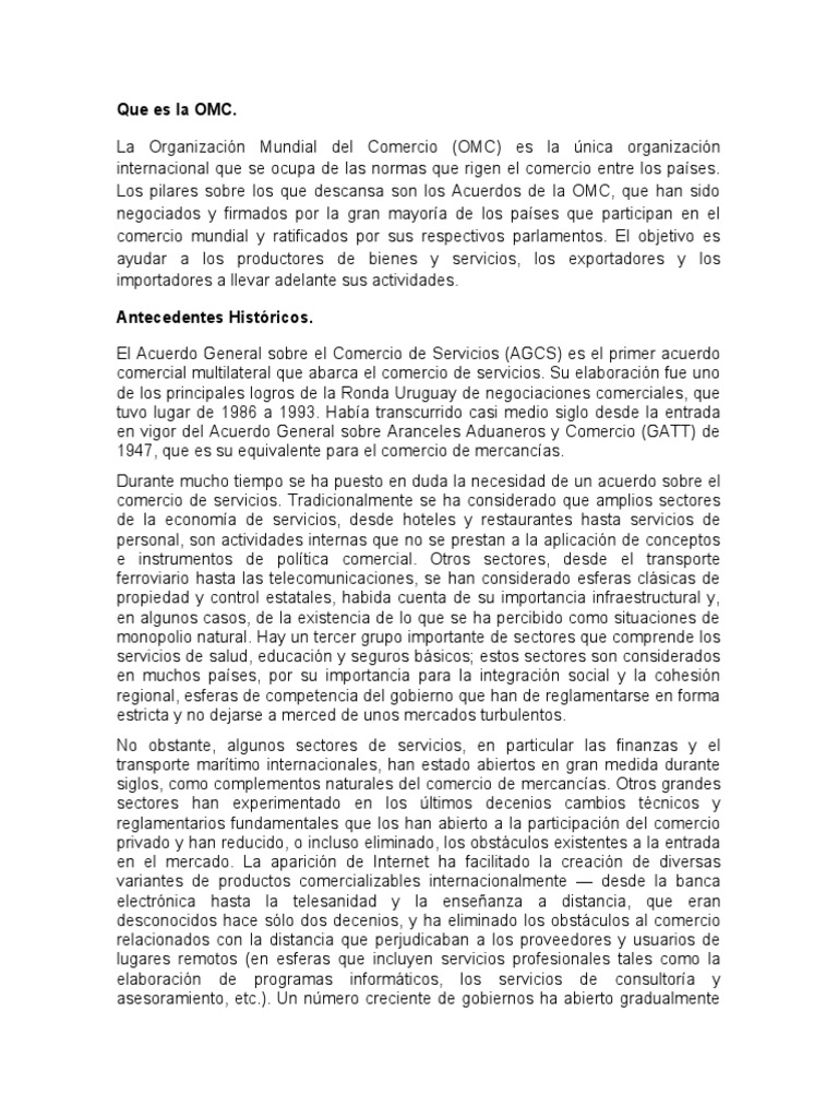 La Organización Mundial del Comercio (OMC): su función y objetivos en ...