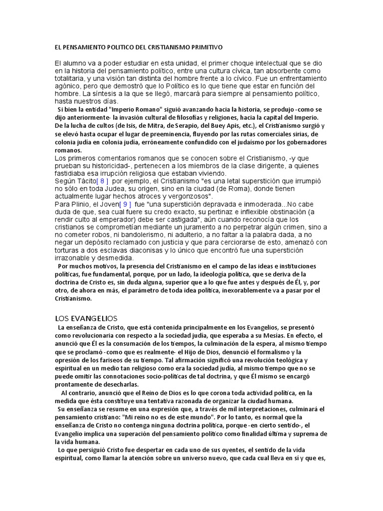 El Pensamiento Politico Del Cristianismo Primitivo | PDF | Agustín De ...