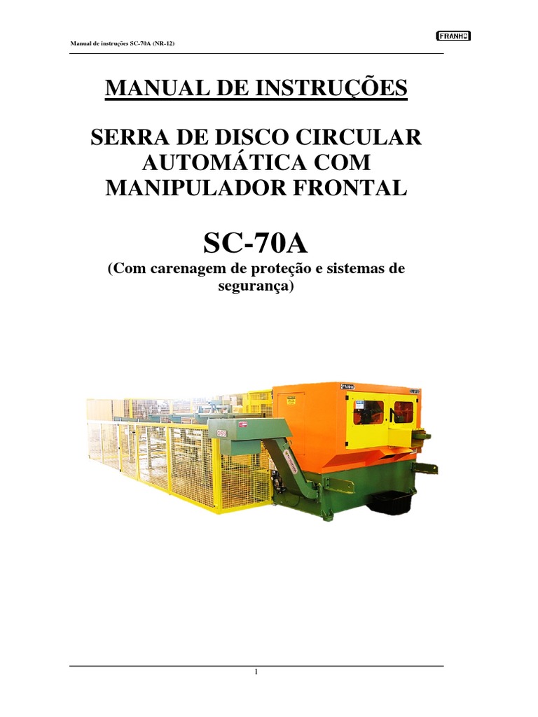 Manual da Serra SC-70A (NR-12) | PDF | Máquinas | Parafuso
