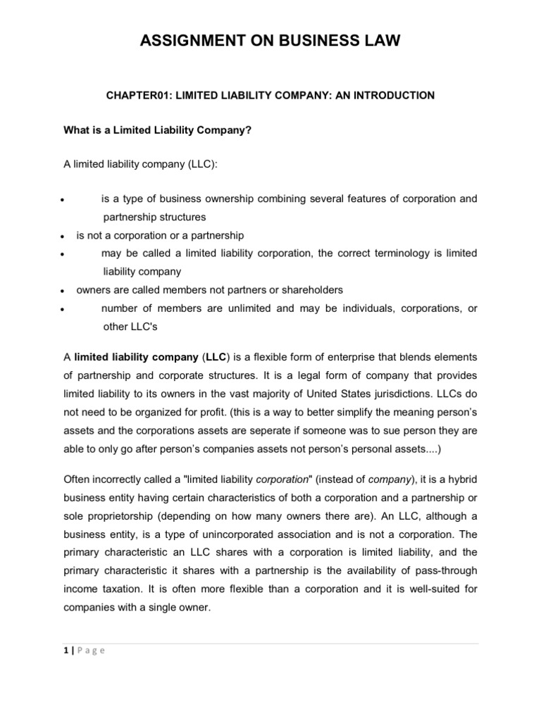 Limited Liability Company | Limited Liability Company | Corporations