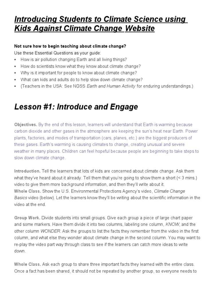 Lesson Plan - Climatechange | PDF | Climate Change | Learning