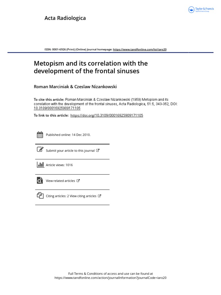 Metopism and Its Correlation With The Development of The Frontal ...