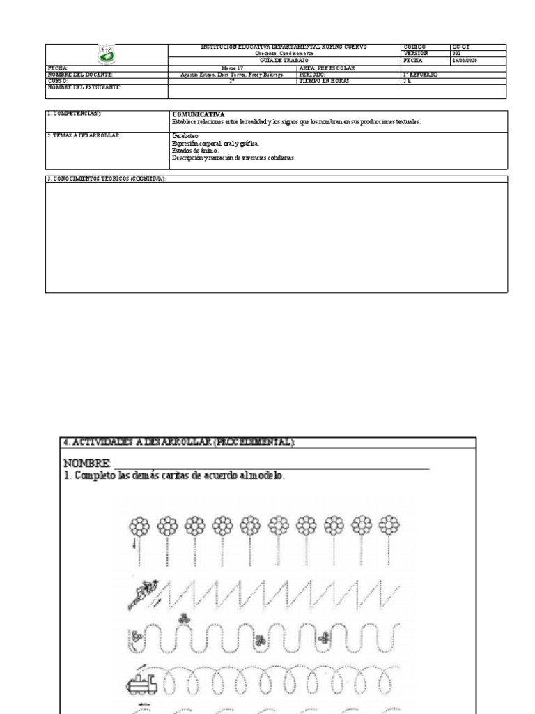 Preescolar Dimensión Comunicativa. Guia | PDF | Aprendizaje | Cognición