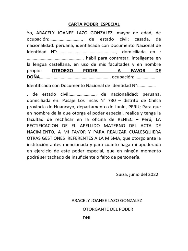 Carta Poder Especial | PDF
