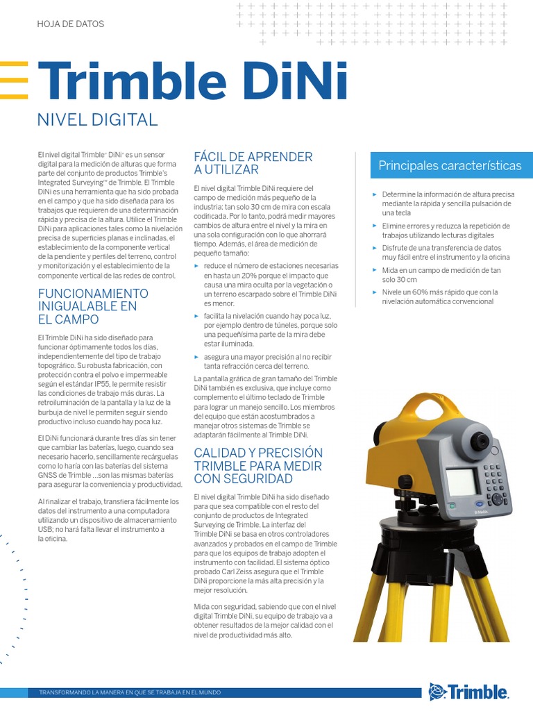Datasheet - DiNi Digital Level - Spanish (Lat Am) - Screen | PDF | Medición