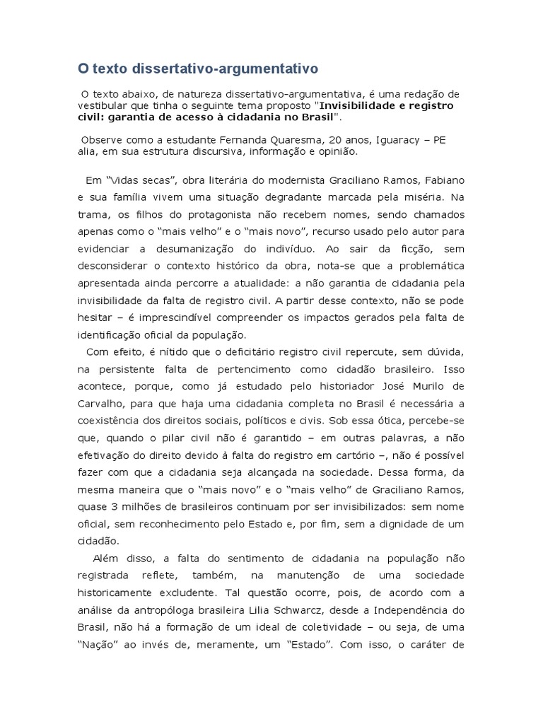 Material O Texto Dissertativo-Argumentativo | PDF | Cidadania | Argumento