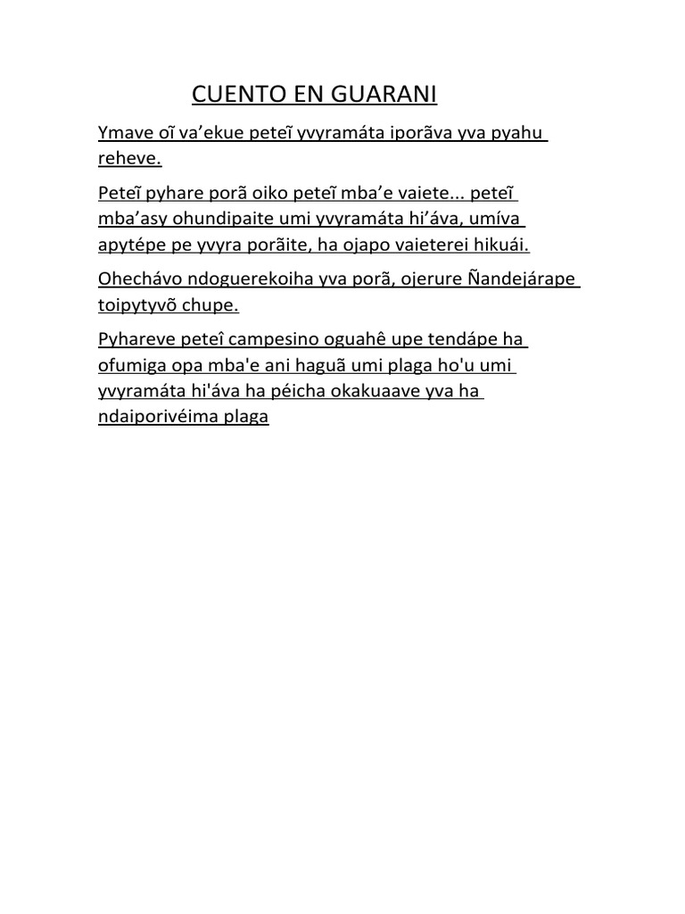 Cuento en Guarani. 2da Etapa 2022 | PDF