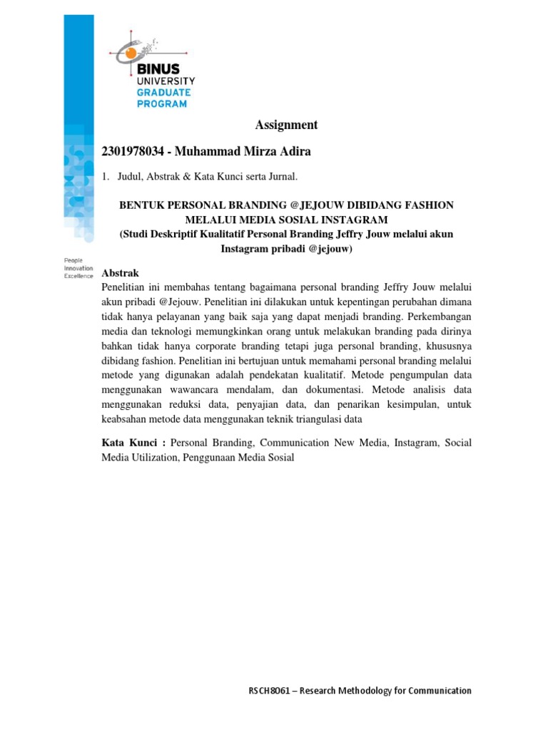 Assignment 1 TP - 2301978034 - Muhammad Mirza Adira | Download Free PDF | Brand | Social Media