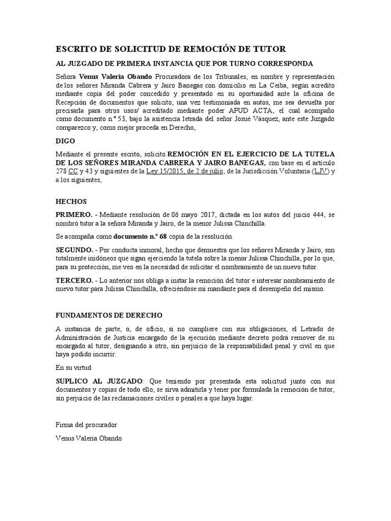 Remoción de Tutor Escrito-Arreglado | PDF Remoción de Tutor Escrito-Arreglado | PDF