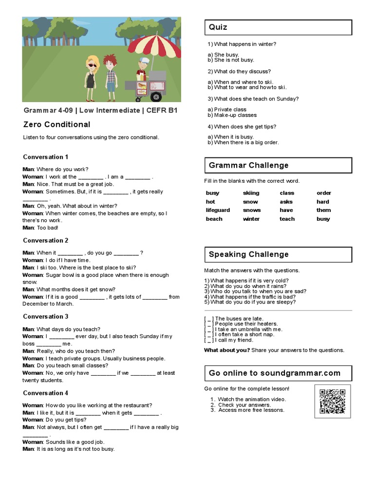 Grammar 4-09 - Low Intermediate - CEFR B1: Conversation 1 | PDF