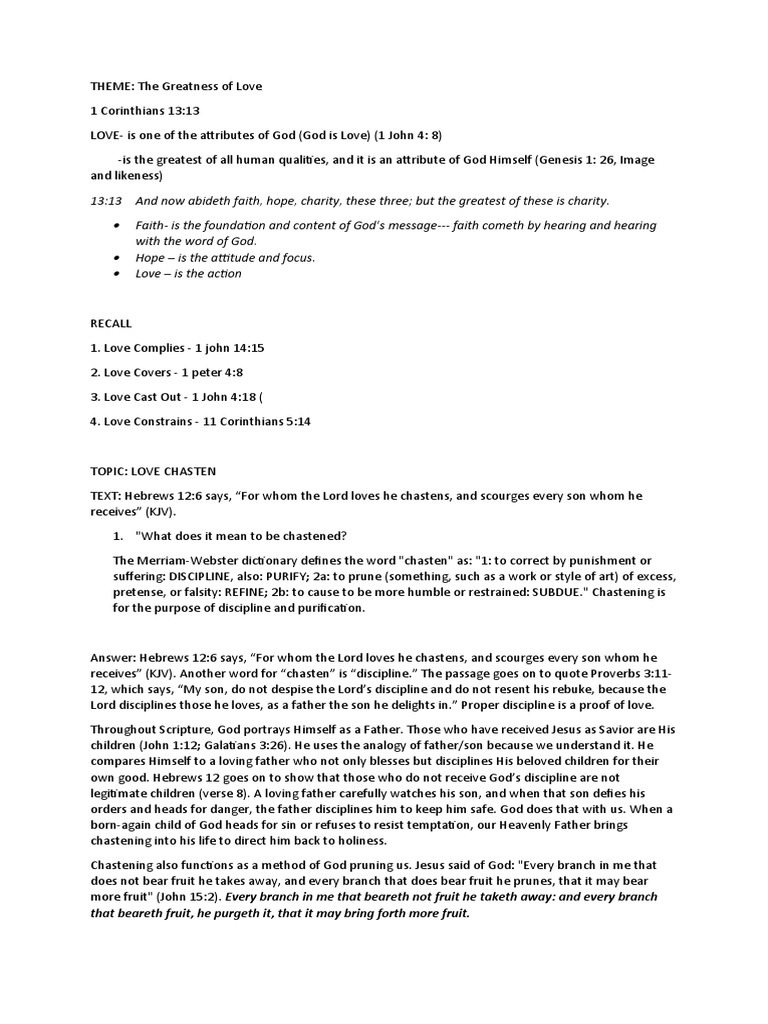 Understanding God's Chastening Love | PDF | Jesus | Sin